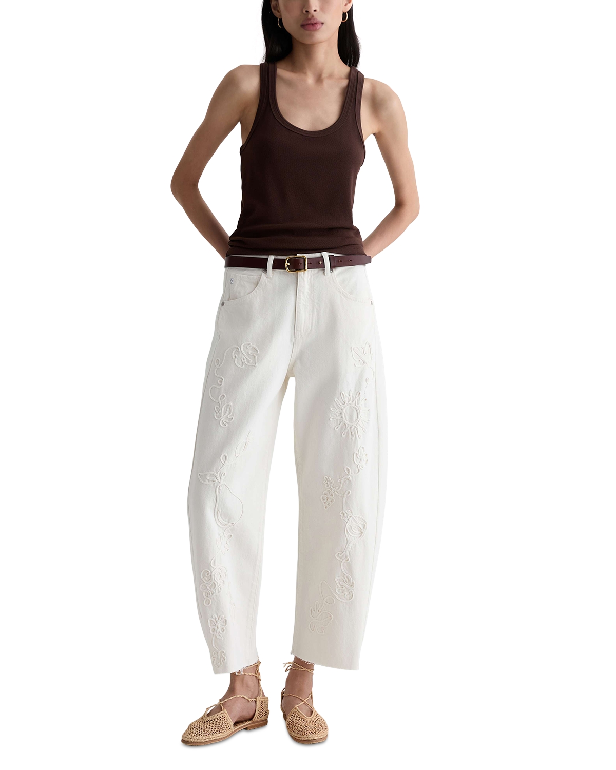 AG Hattie High-Rise Cropped Barrel Jeans